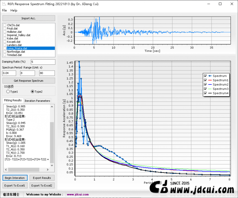 [科研][工具][地震动] RSF v2022: A tool for fitting response spectrum and extracting response spectrum ...